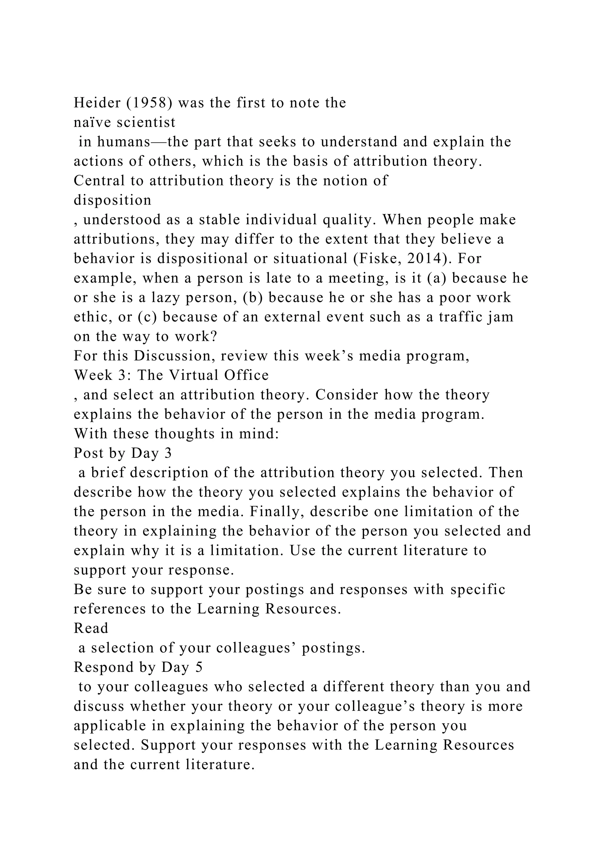 Heider (1958) was the first to note the naïve scientist in human.docx