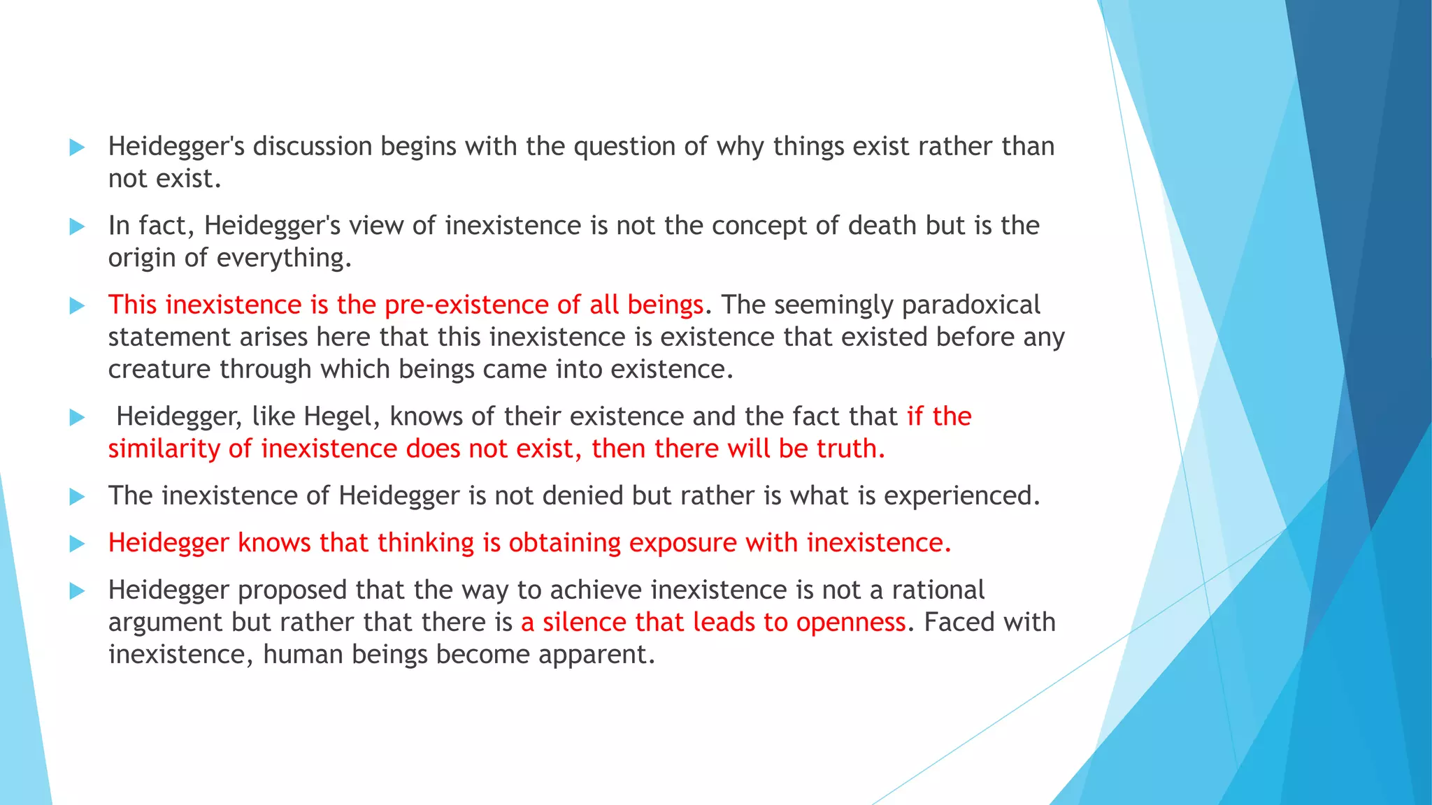 Heidegger existence and inexistence | PPTX
