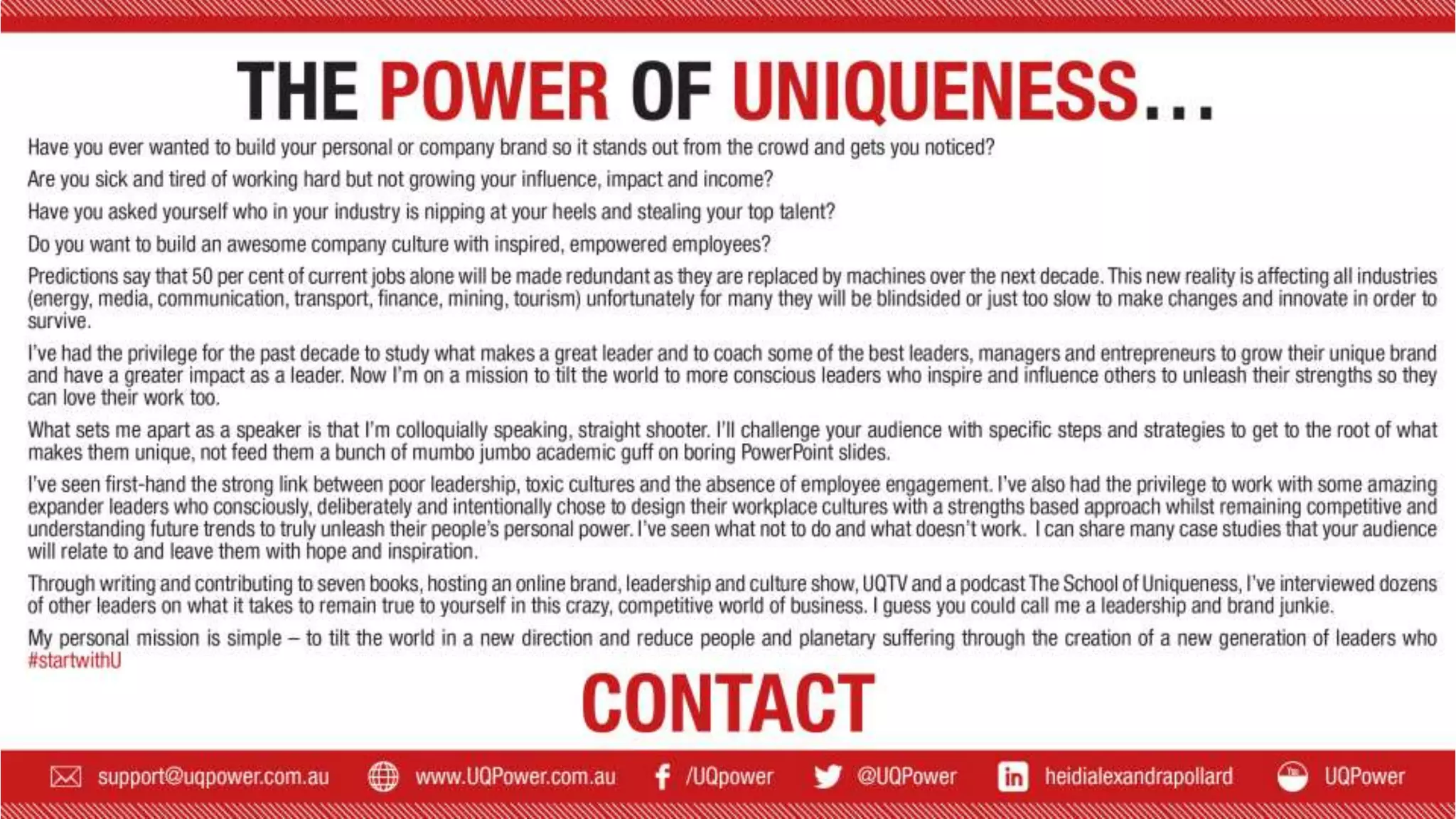 Heidi Alexandra Pollard Speaking Brochure | PPTX