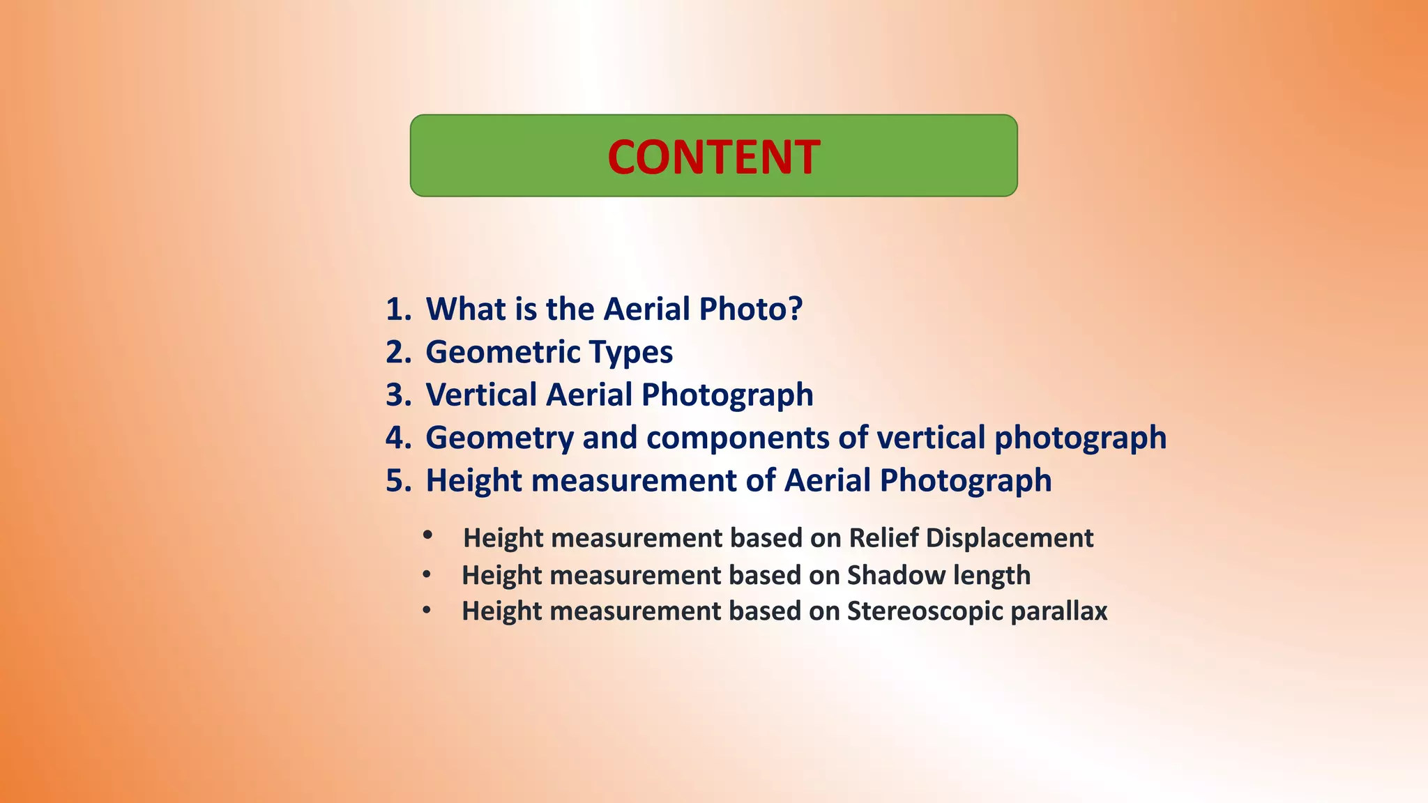Height measurement of aerial photograph | PPTX