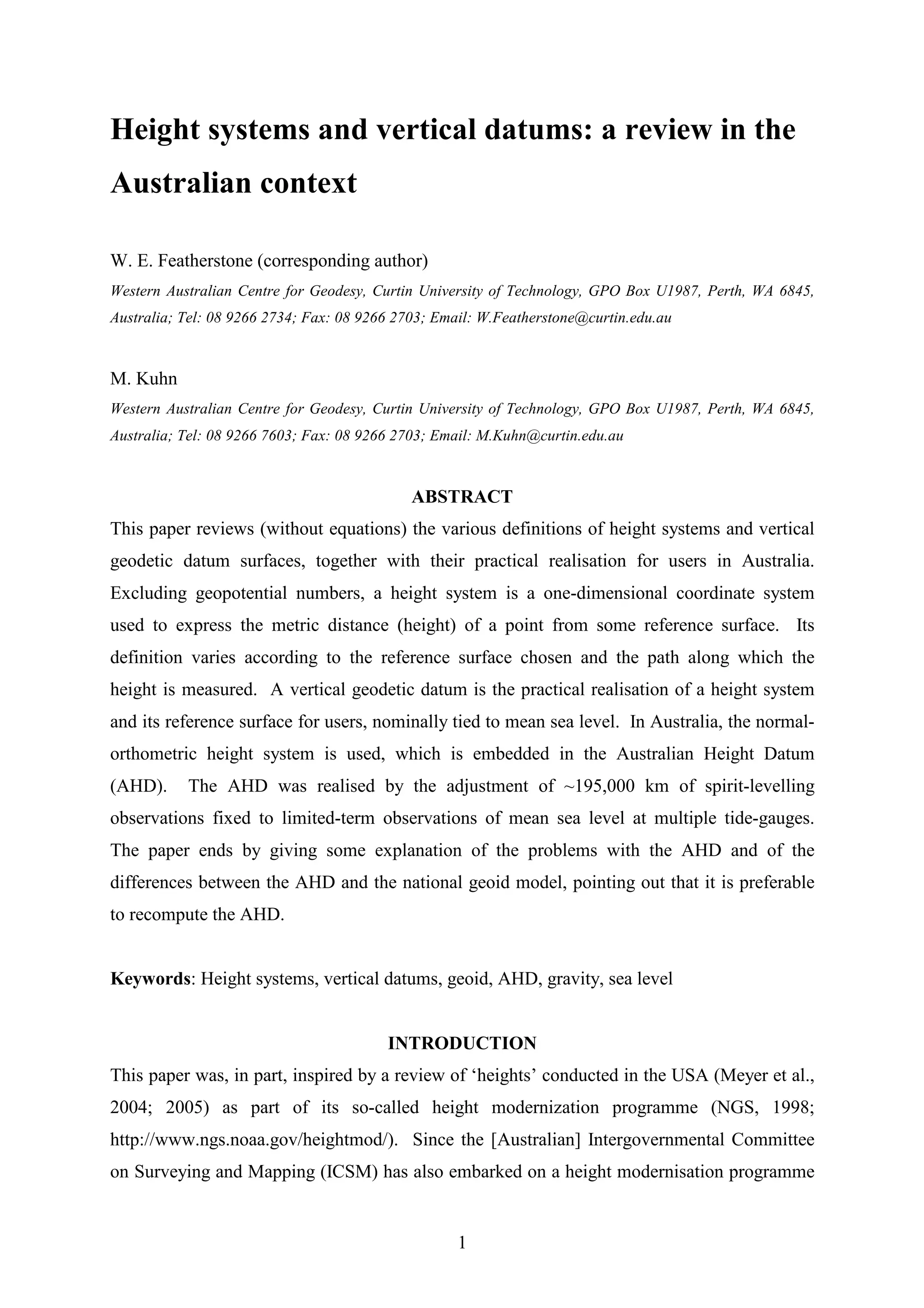 Height systems and vertical datums | PDF