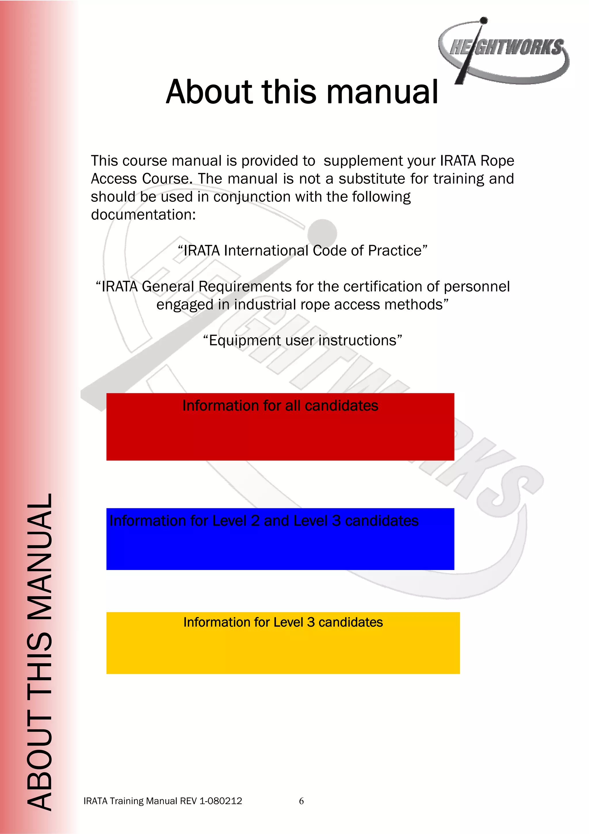 Heightworks IRATA Manual | PDF | Climbing | Extreme Sports