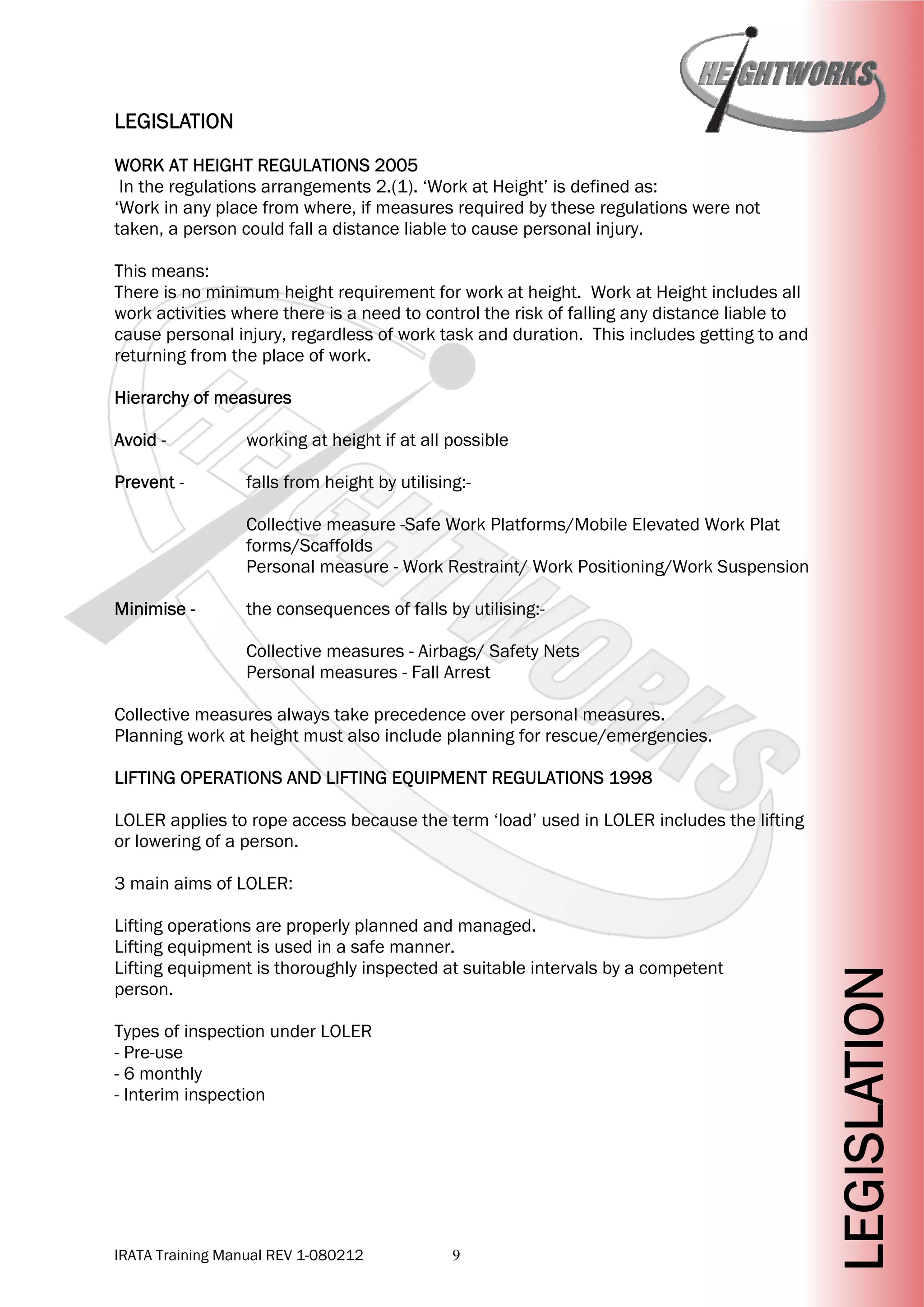 Heightworks IRATA Manual | PDF