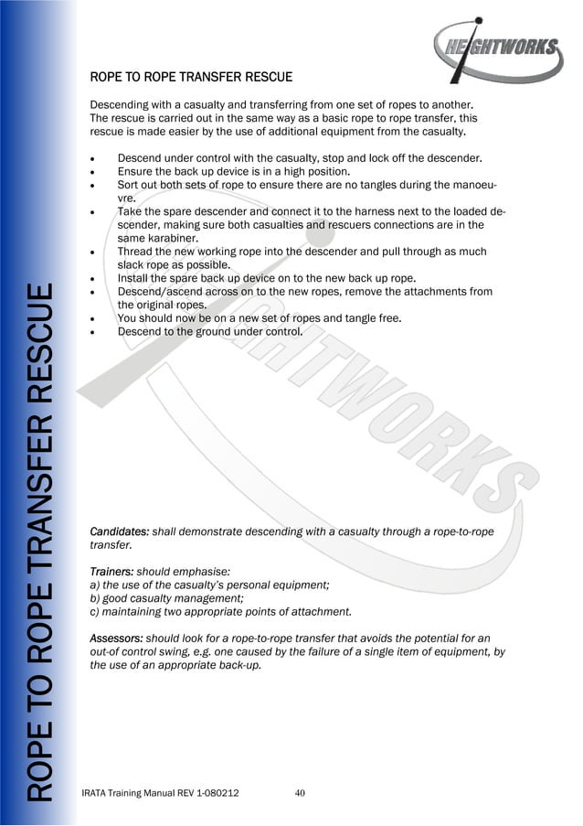 Heightworks IRATA Manual | PDF | Climbing | Extreme Sports