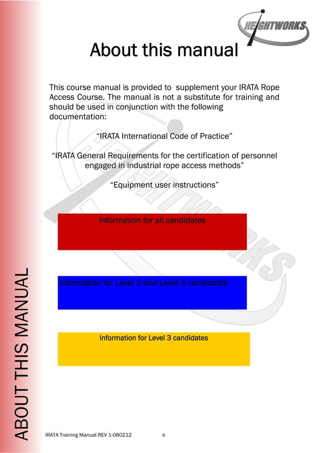 Heightworks IRATA Manual | PDF | Climbing | Extreme Sports