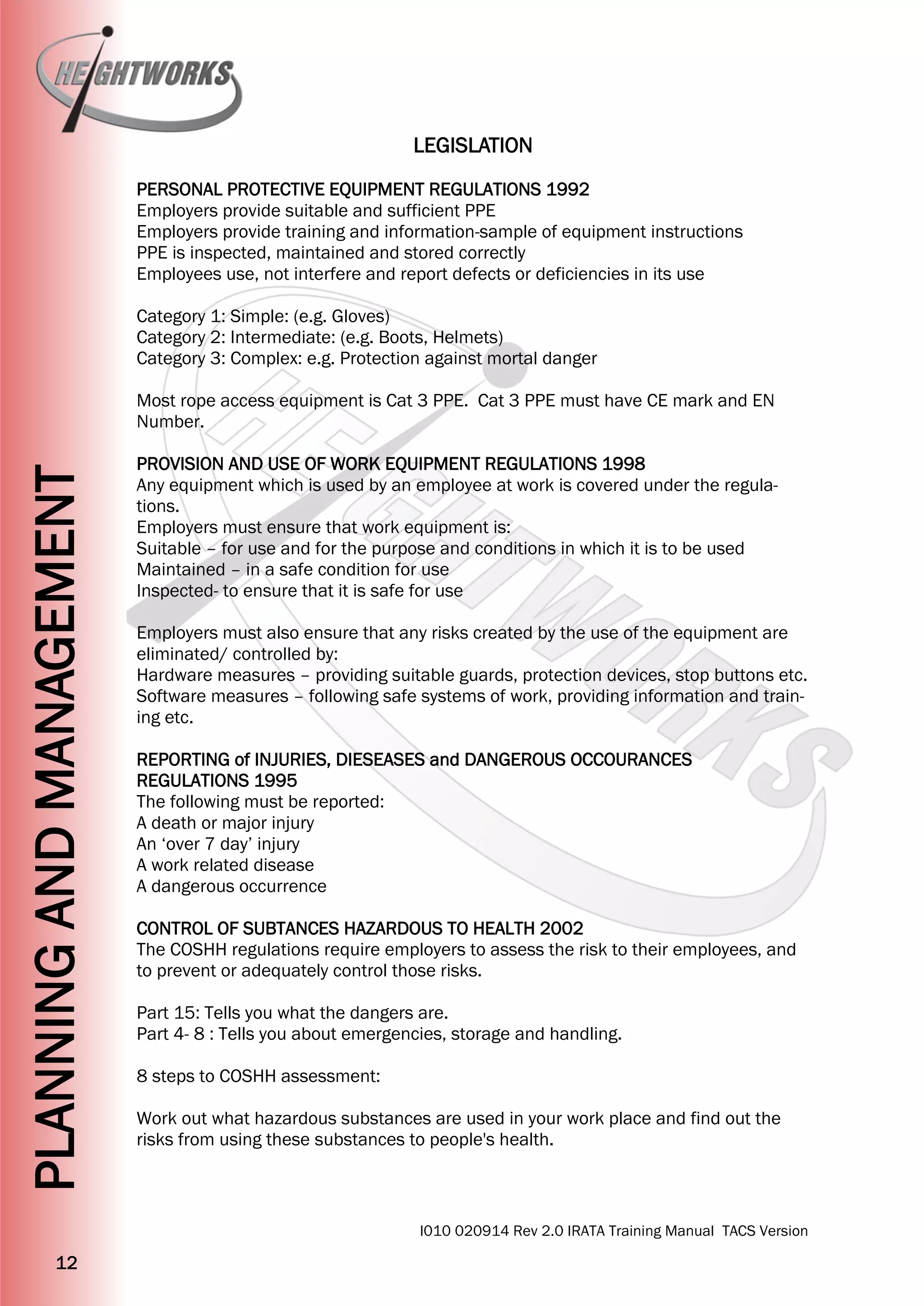Heightworks IRATA Training Manual Version 2 - Rope Access Training ...