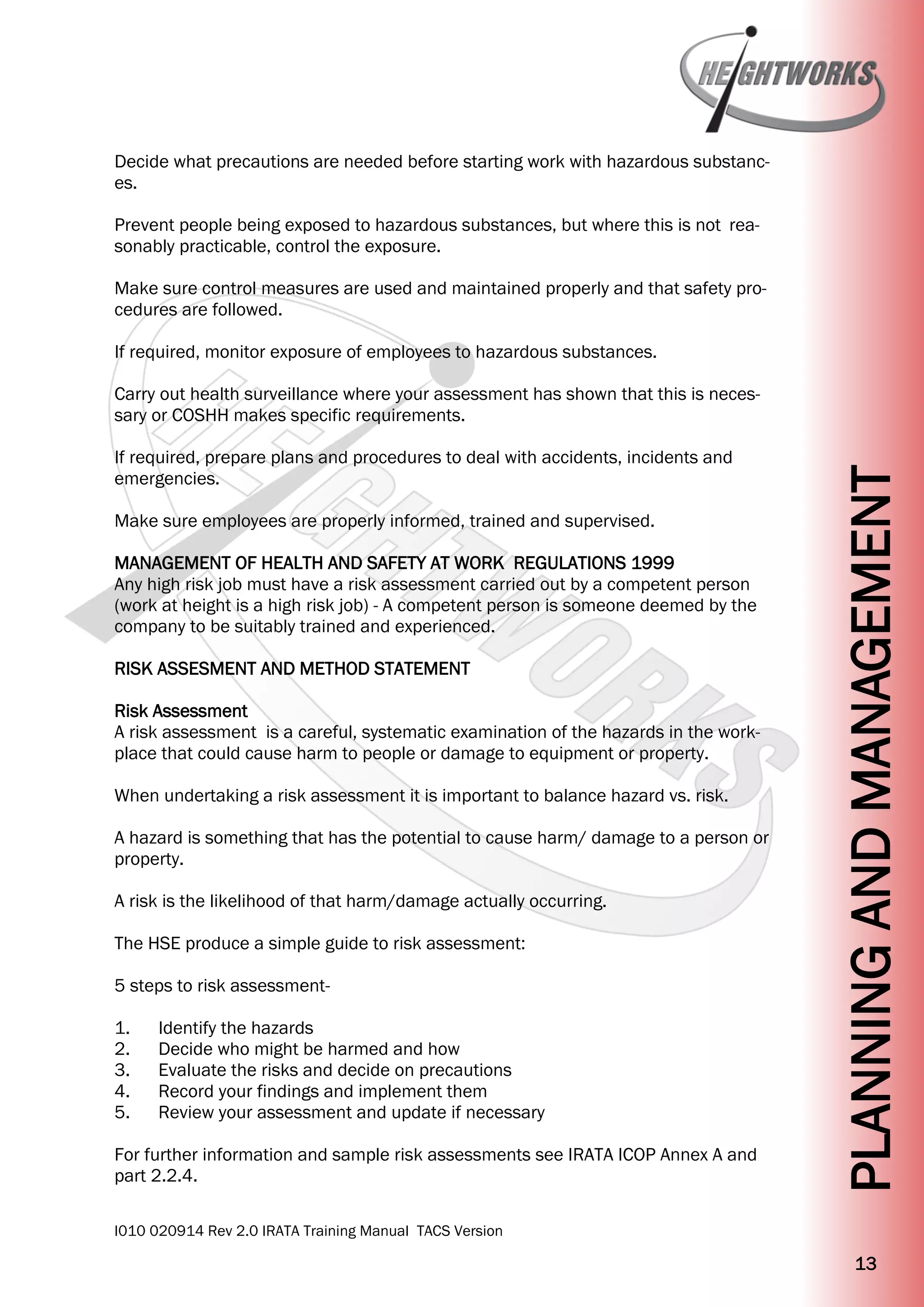 Heightworks IRATA Training Manual Version 2 - Rope Access Training ...