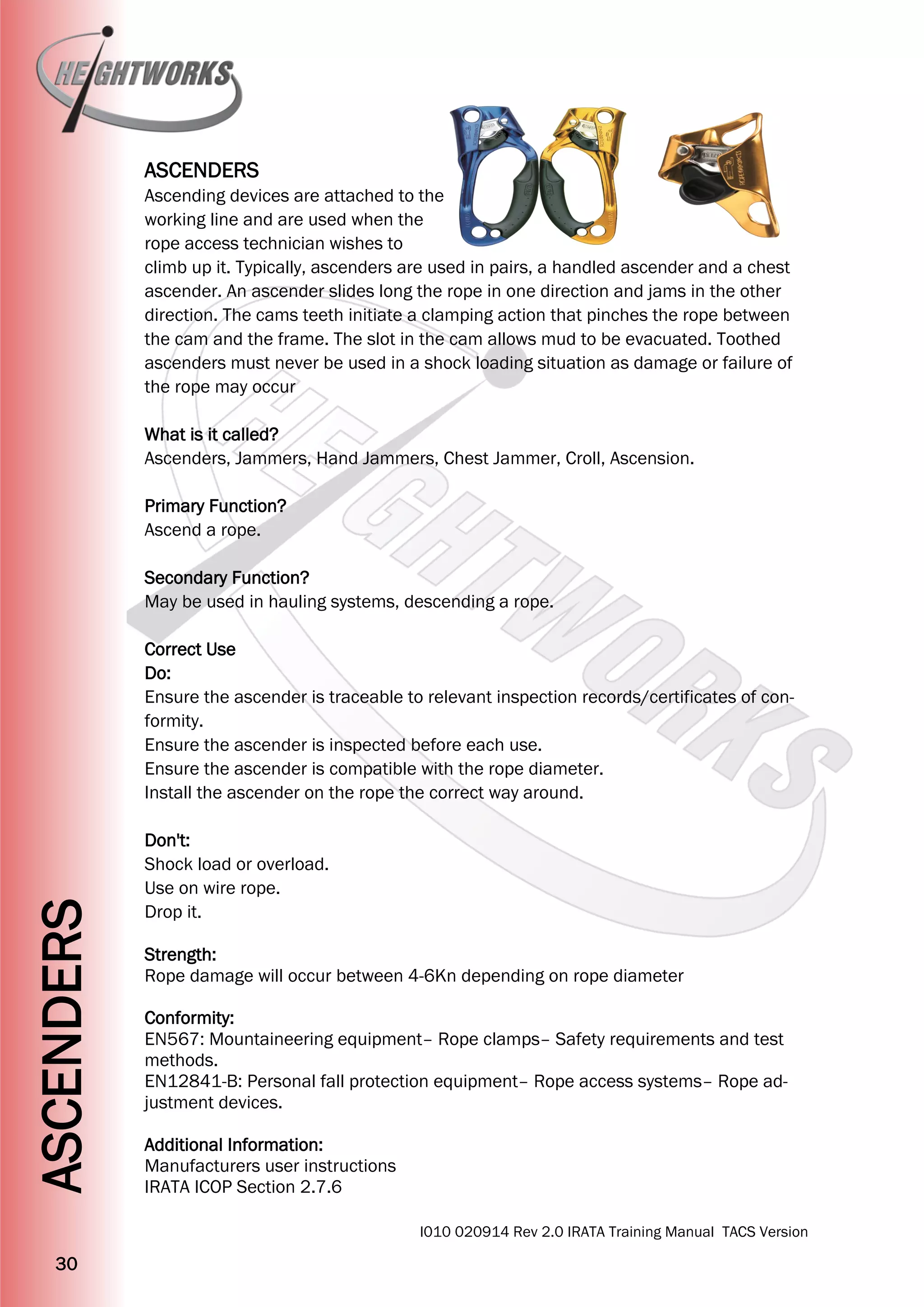 Heightworks IRATA Training Manual Version 2 - Rope Access Training ...