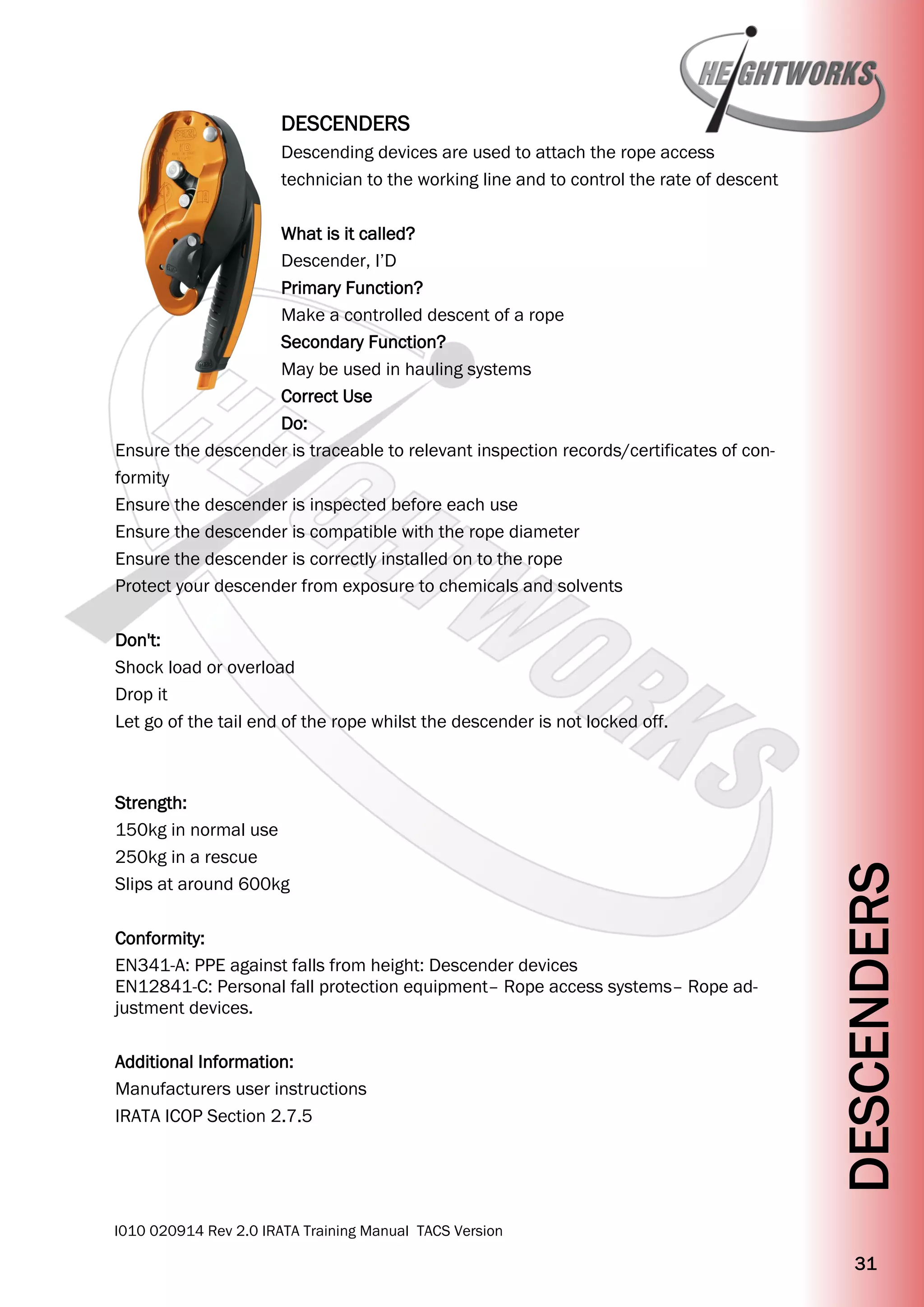 Heightworks IRATA Training Manual Version 2 - Rope Access Training ...