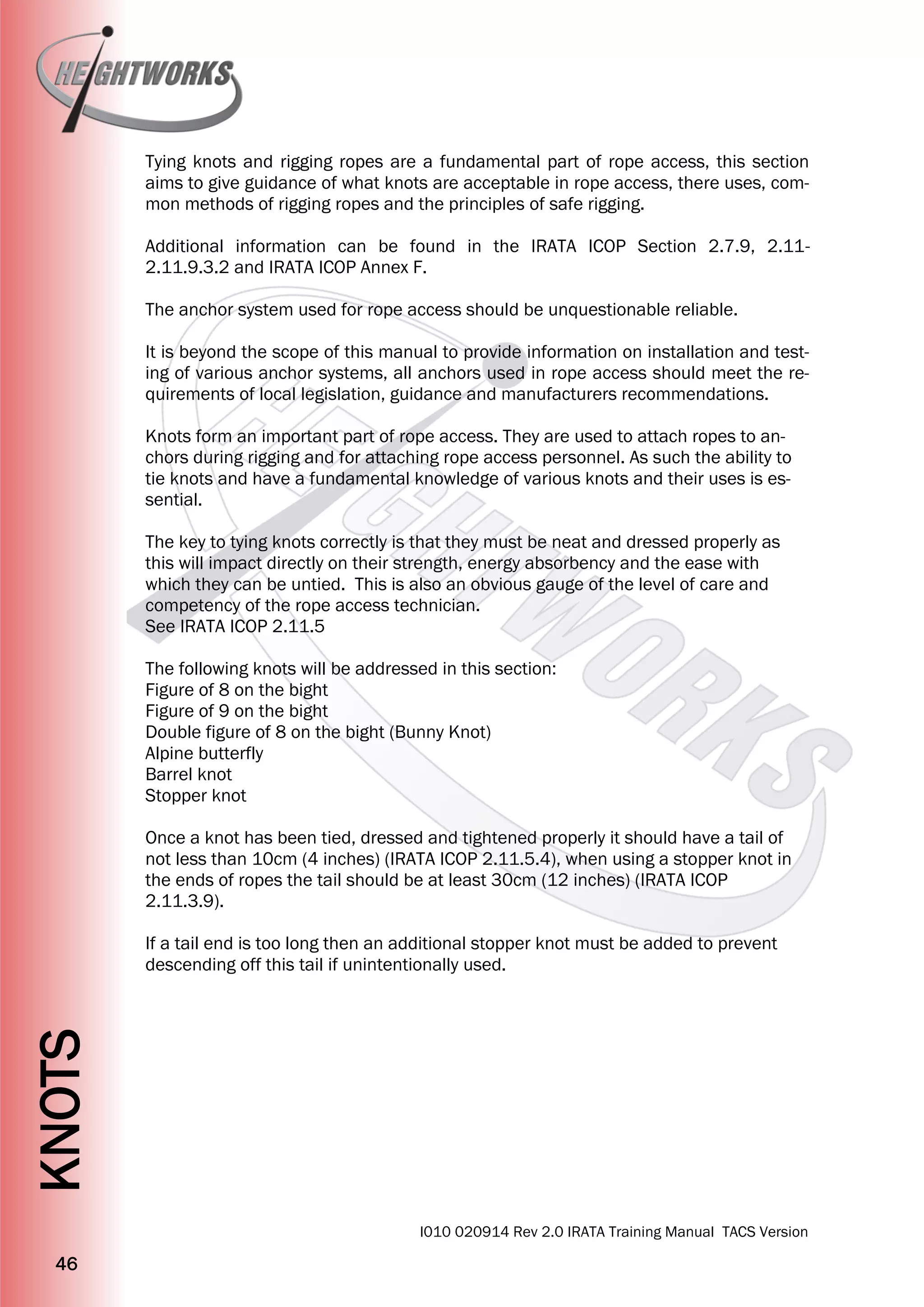 Heightworks IRATA Training Manual Version 2 - Rope Access Training ...