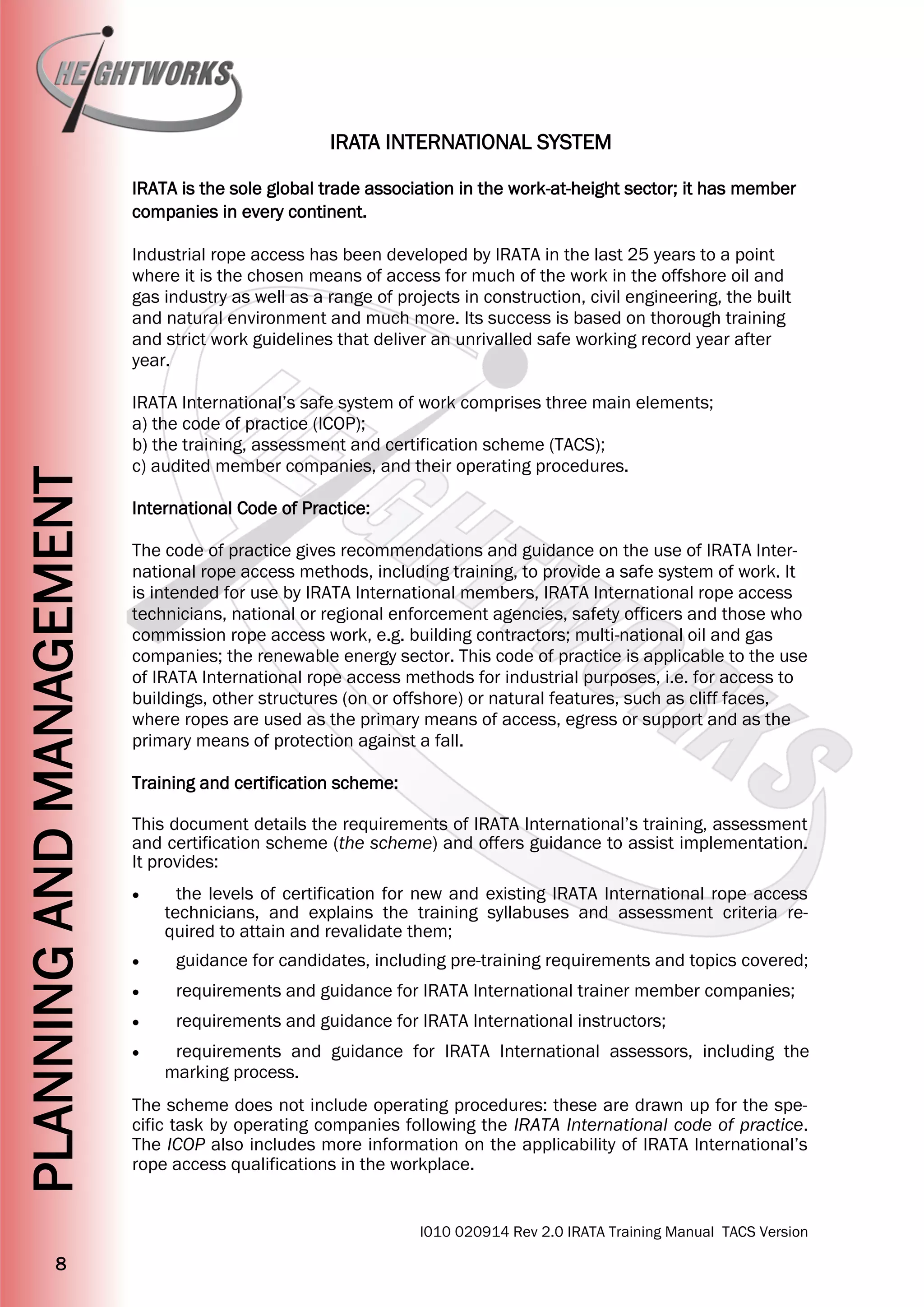 Heightworks IRATA Training Manual Version 2 - Rope Access Training ...