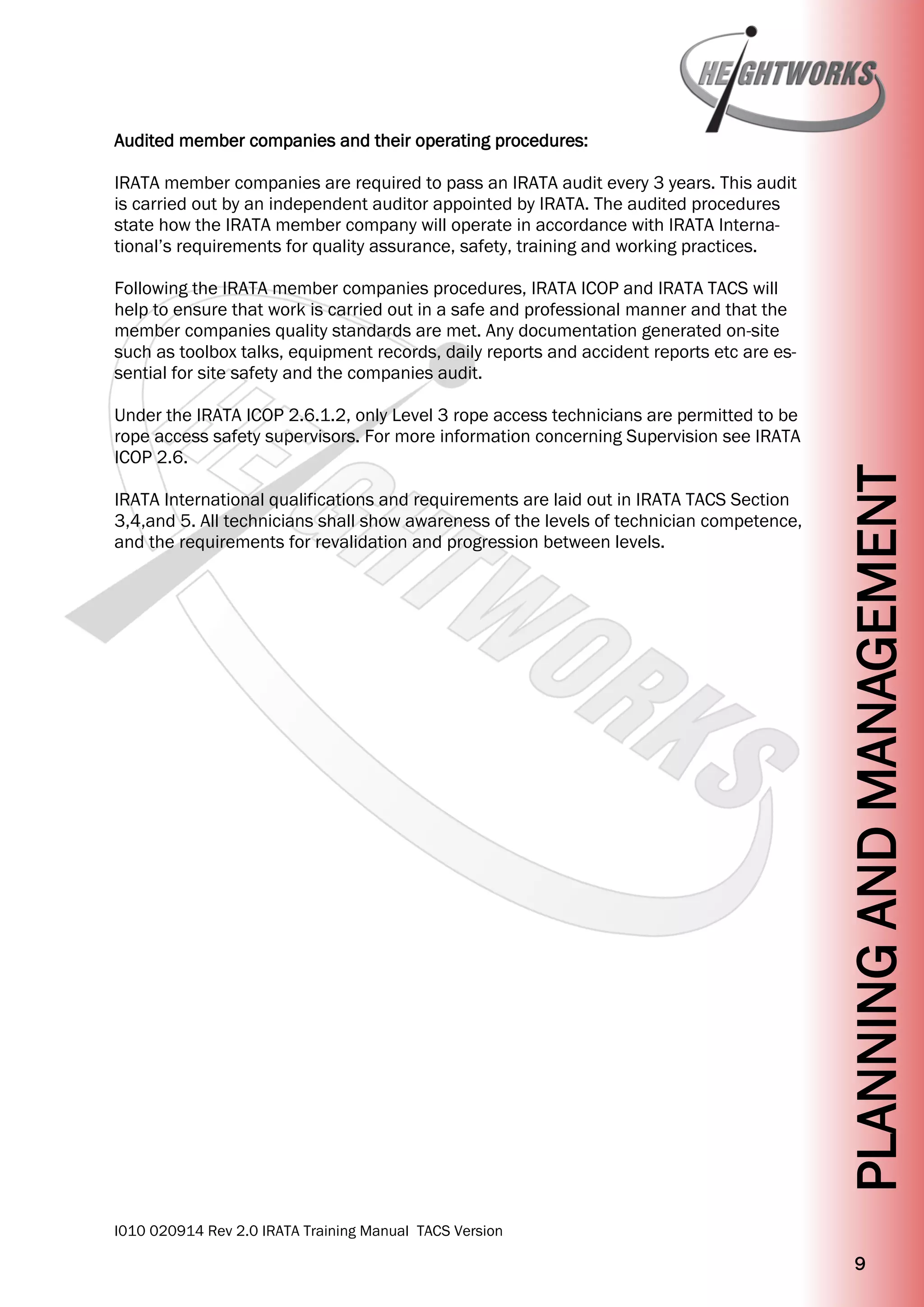 Heightworks IRATA Training Manual Version 2 - Rope Access Training ...