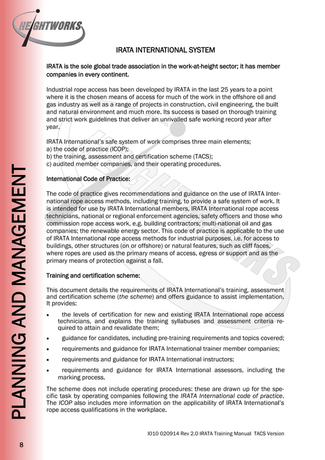 Heightworks IRATA Training Manual Version 2 - Rope Access Training ...