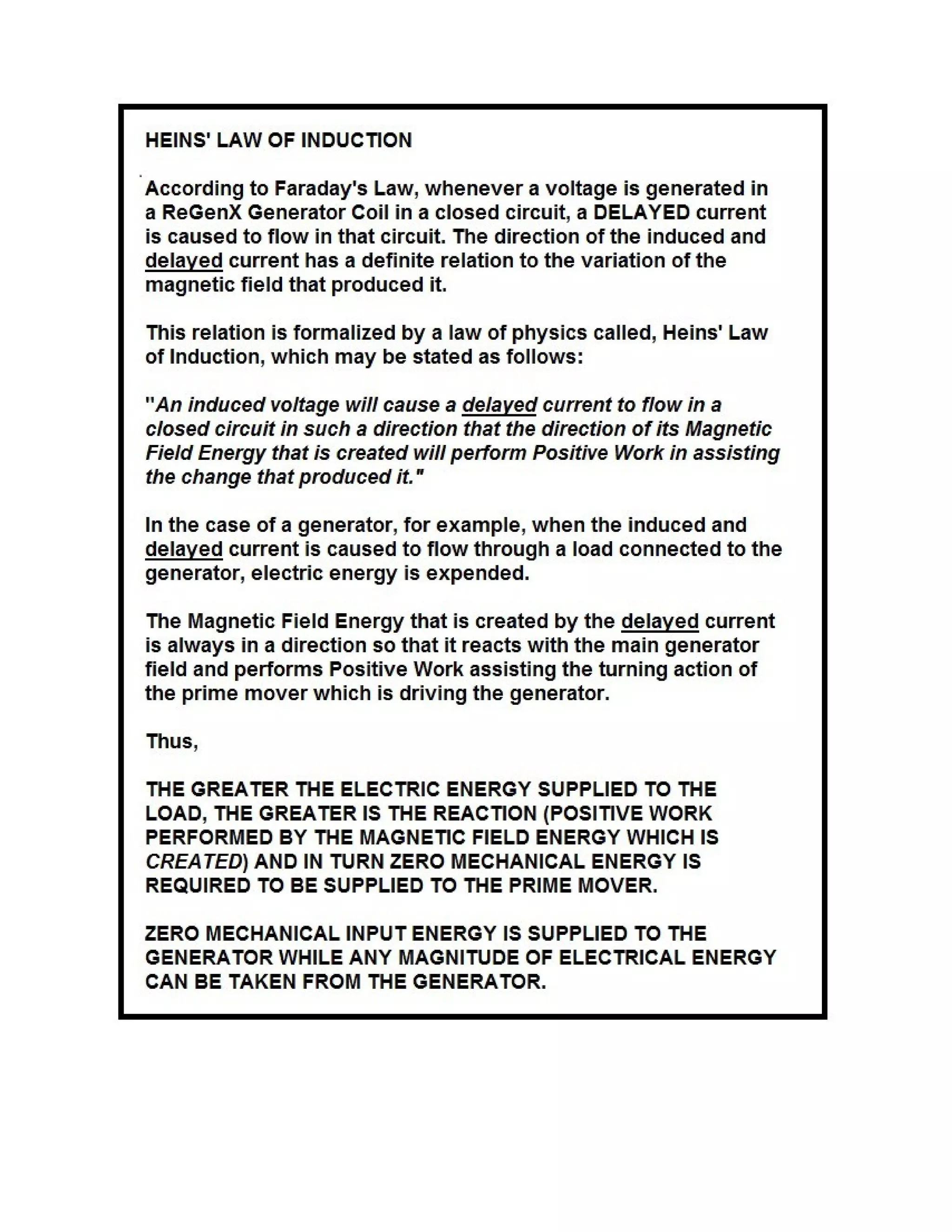 Heins' Law of Induction & Expanded Lenz's Law | PDF | Physics | Science