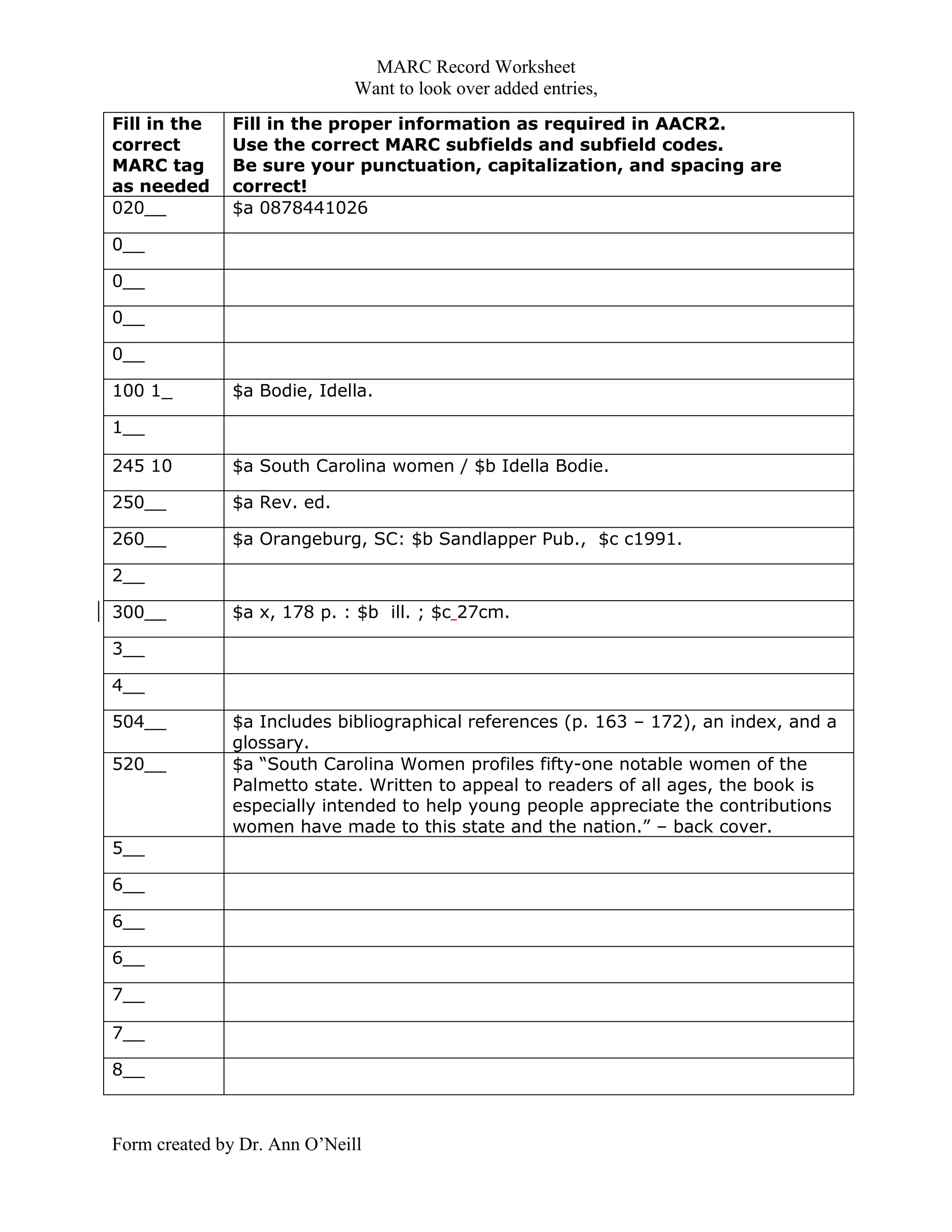 Heinz MARC Records Example 1 | PDF