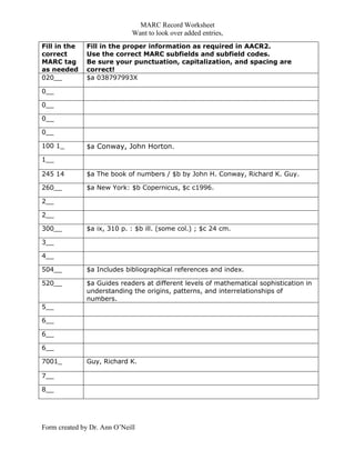 Heinz MARC Records Example 1 | PDF