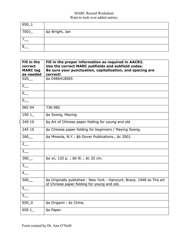 Heinz MARC Records Example 2 | PDF