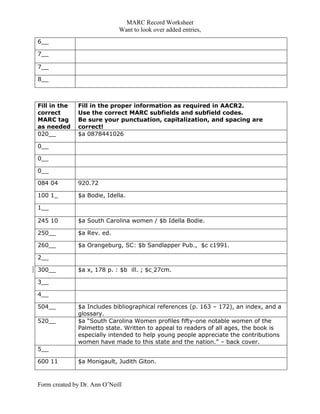 Heinz MARC Records Example 2 | PDF