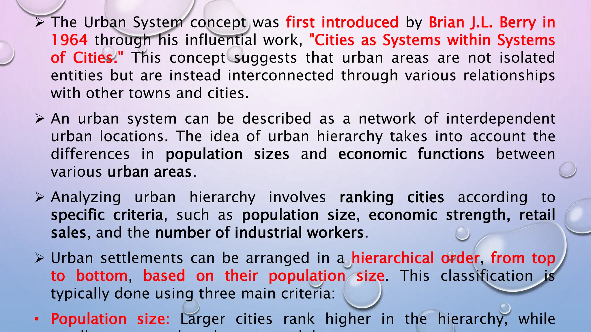 Heirarchy of Urban System and its objective | PPTX | Geography | Science