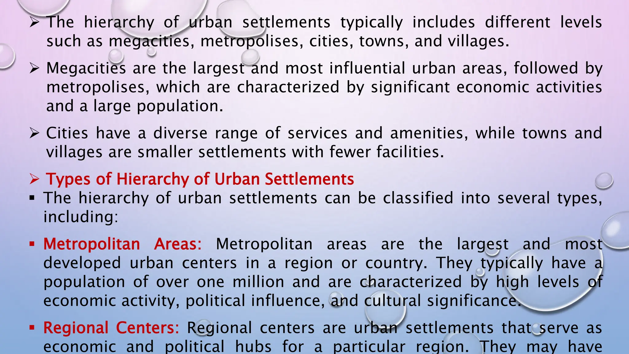 Heirarchy of Urban System and its objective | PPTX