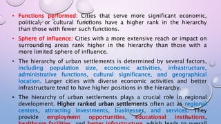 Heirarchy of Urban System and its objective | PPTX