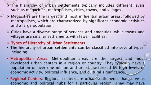 Heirarchy of Urban System and its objective | PPTX | Geography | Science