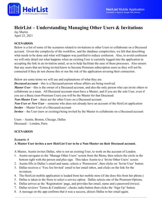HeirList Invitation Guide for Collaboration | PDF