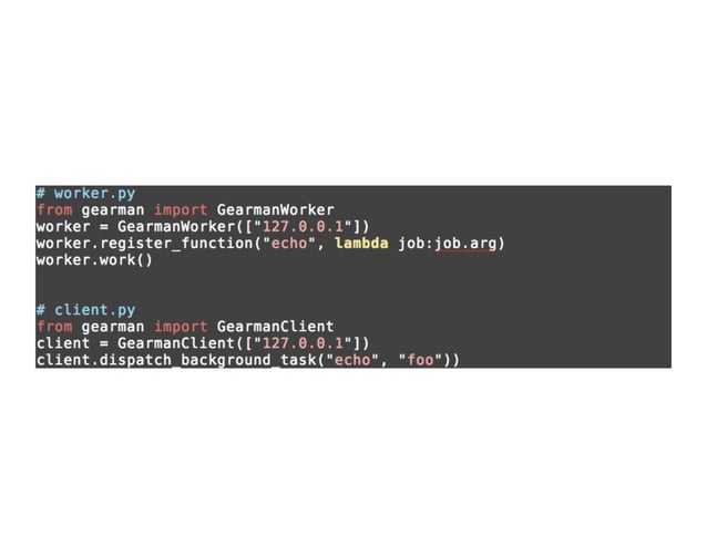 Gearman and Django - working, later | PPT