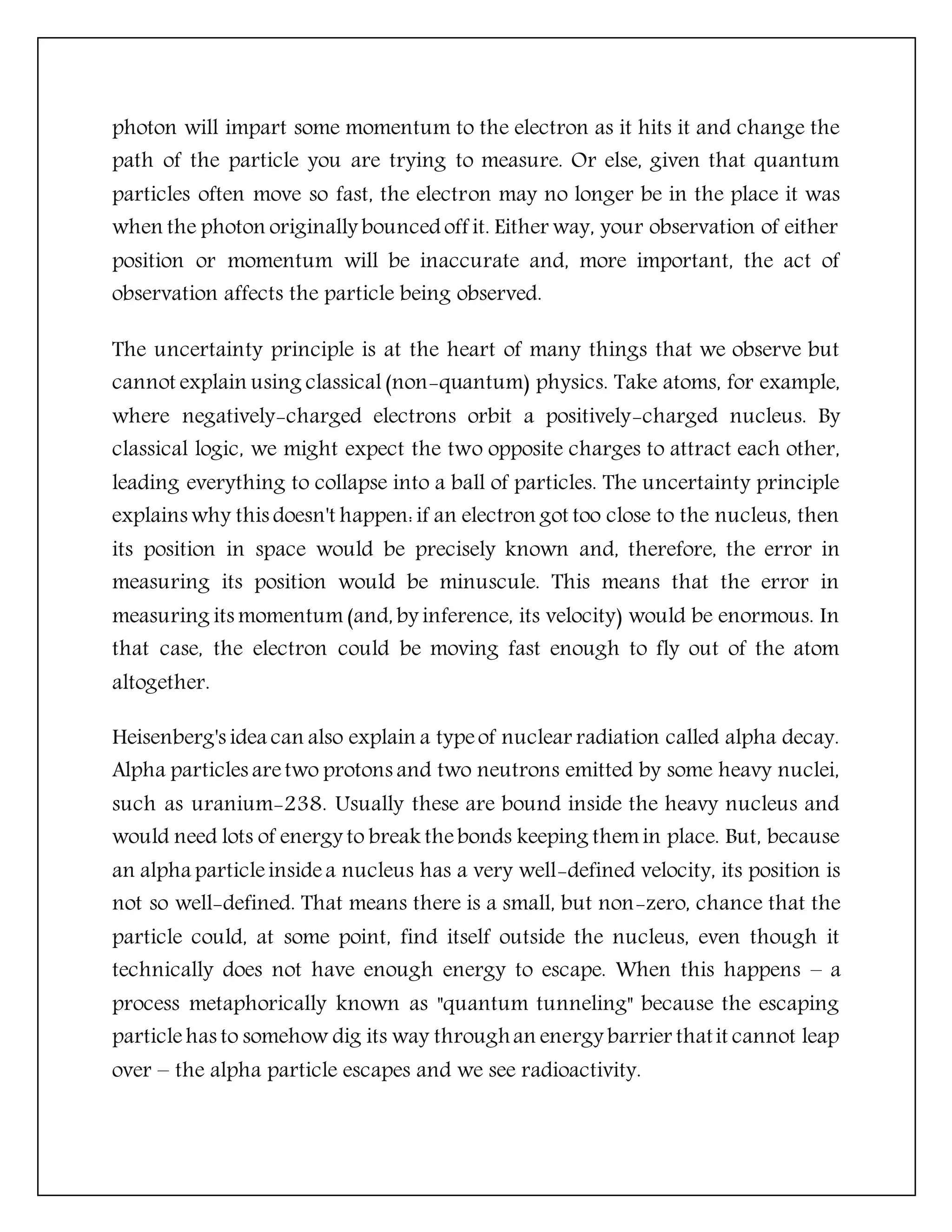 Heisgnberg principle, energy levels & atomic spectra | DOCX