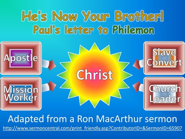 He’s Now Your Brother! Paul’s letter to Philemon | PPT