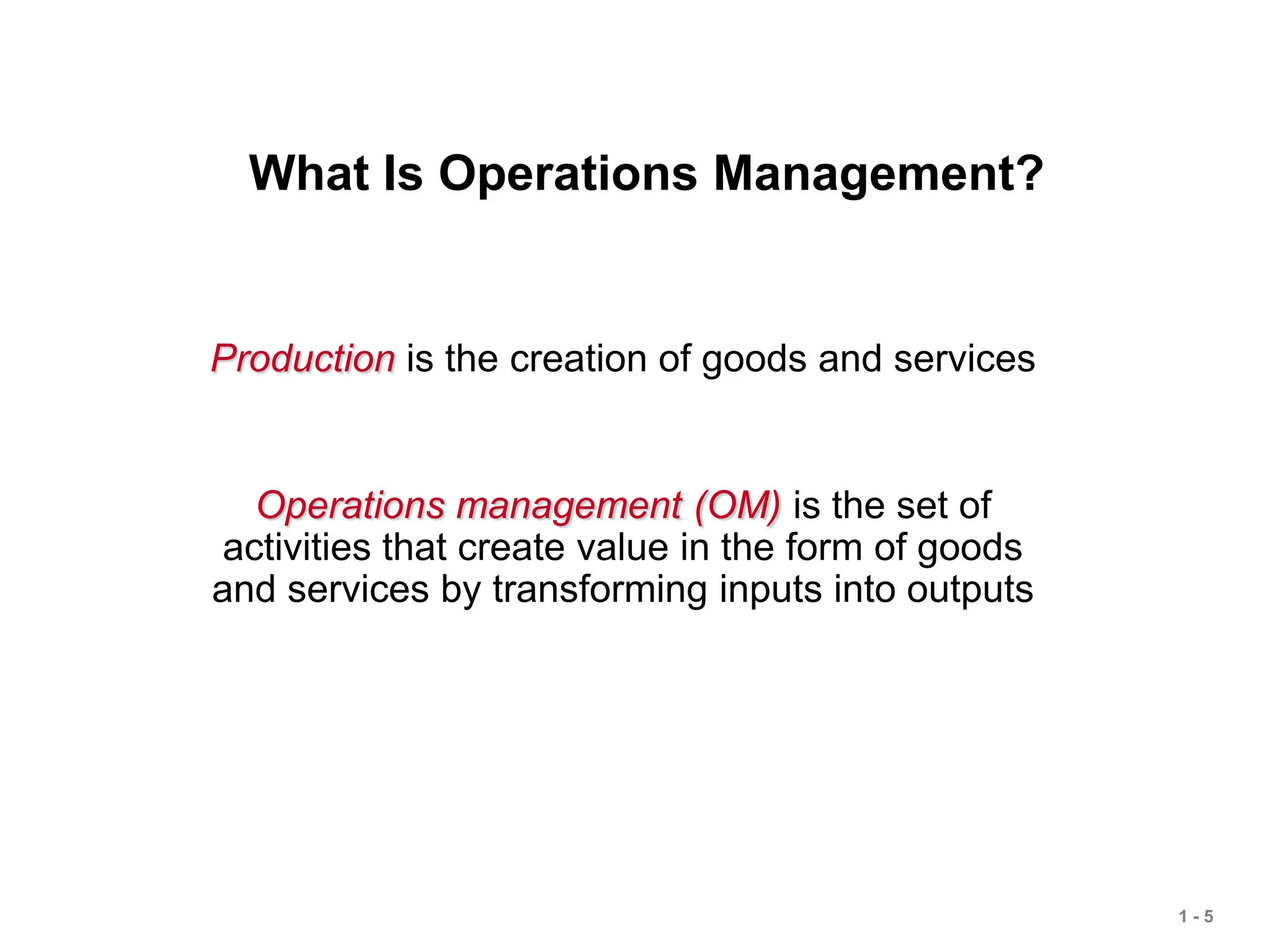 Productions & Operations Management Chapter 01 | PPT