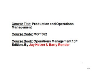 Productions & Operations Management Chapter 02 | PPT