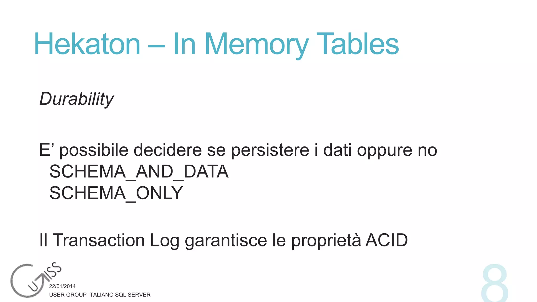 Hekaton: In-memory tables | PPTX | Databases | Computer Software and ...