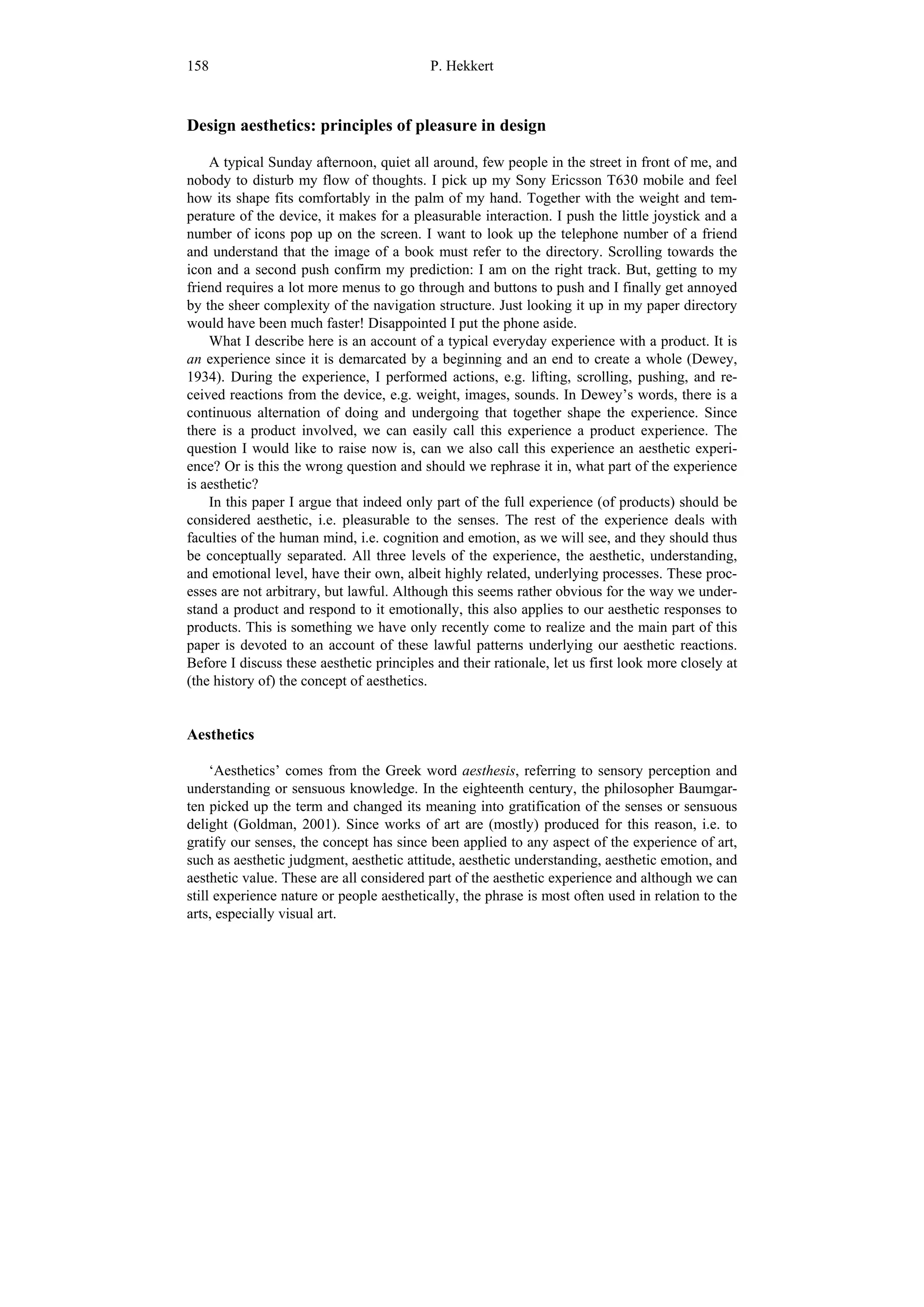 design aesthetics principles of pleasure in design | PDF