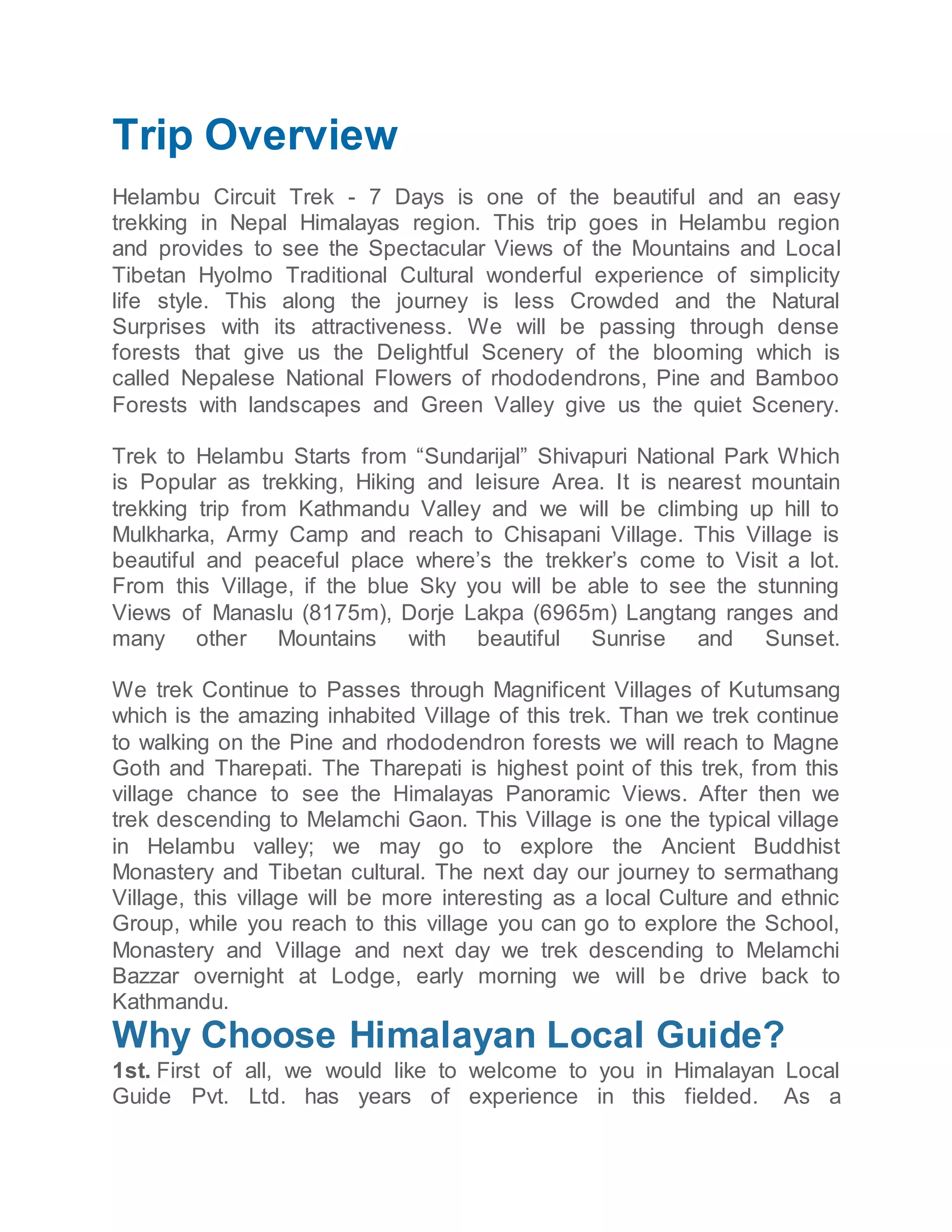 Helambu circuit trek | DOCX