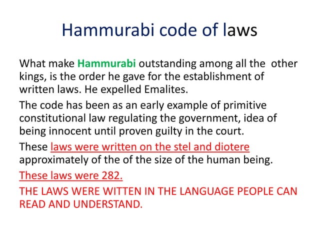 LAWS OF HAMMURABI | PPTX | Medical Health