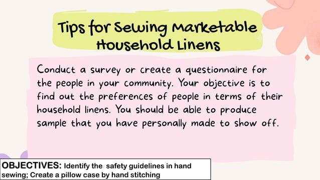 HELE 6_Lesson 4_ SEWING HOUSEHOLD LINENS (1).pptx | Needlework | Arts and Crafts
