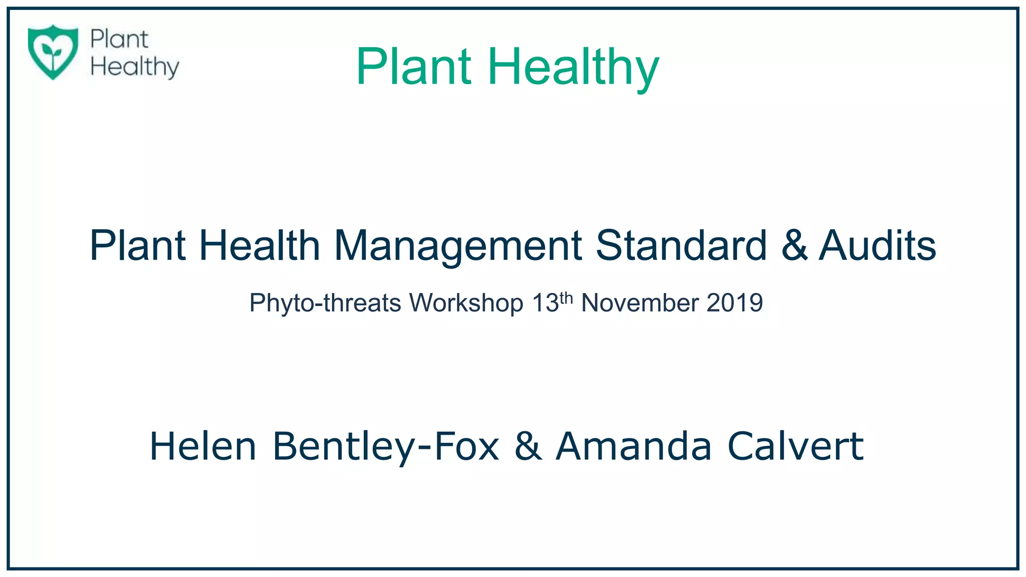 Helen Bentley-Fox & Amanda Calvert 13 Nov 19 | PPT