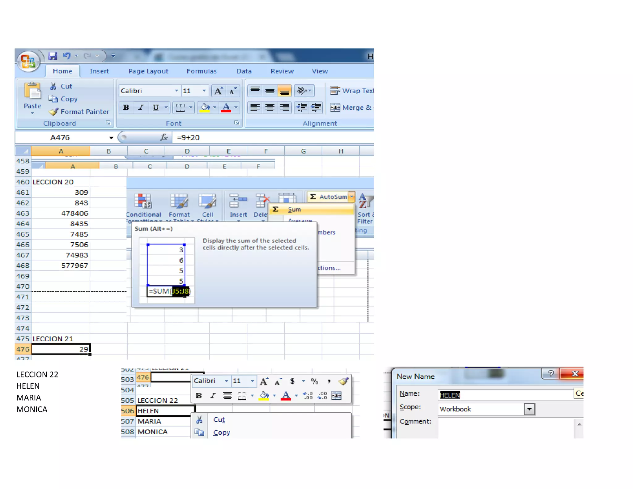 CAPTURAS DE EXCEL, sus funciones | PDF