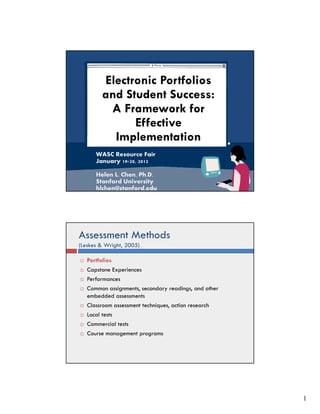 Helen Chen: Electronic Portfolios and Student Success: A Framework for Effective Implementation ...