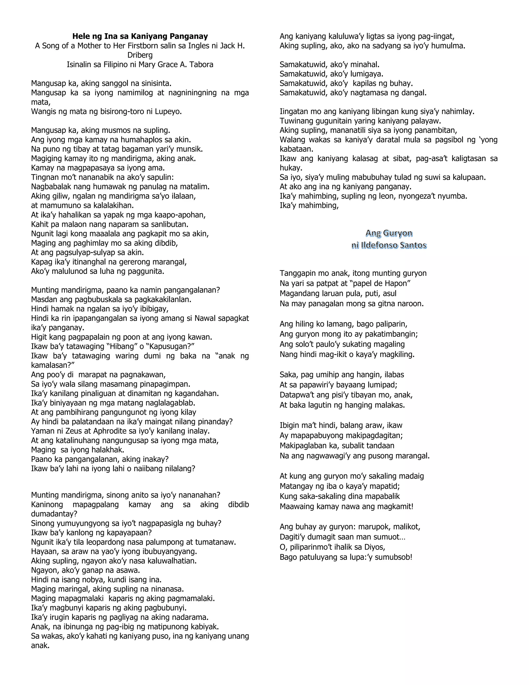 Hele ng Ina sa Kaniyang Panganay.docx