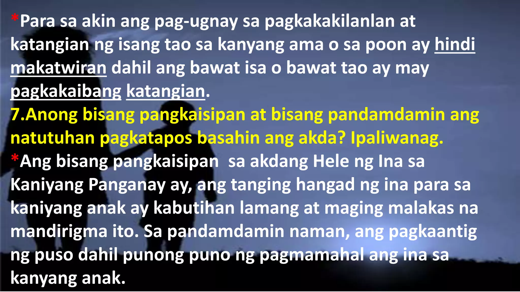 Hele ng ina sa kanyang panganay | PPTX