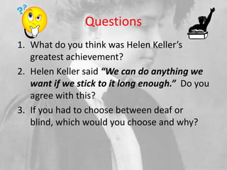 Helen Keller's Vision to Effect Change and Promote Social Welfare | PPTX