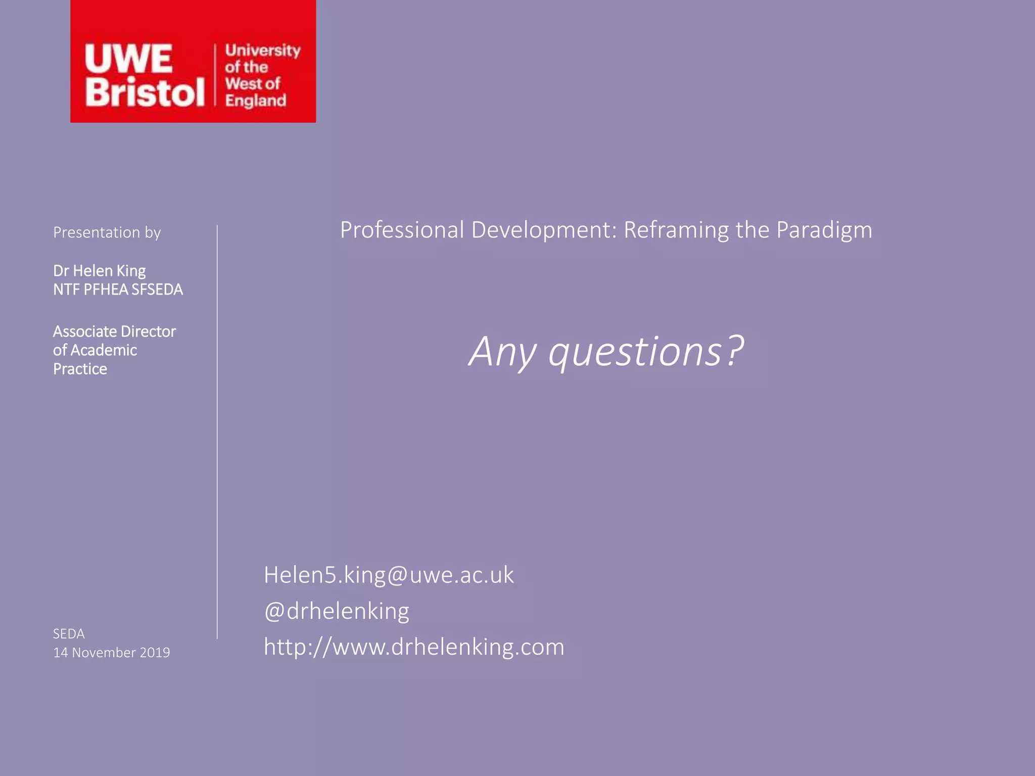 Professional development: Reframing the paradigm | PPTX