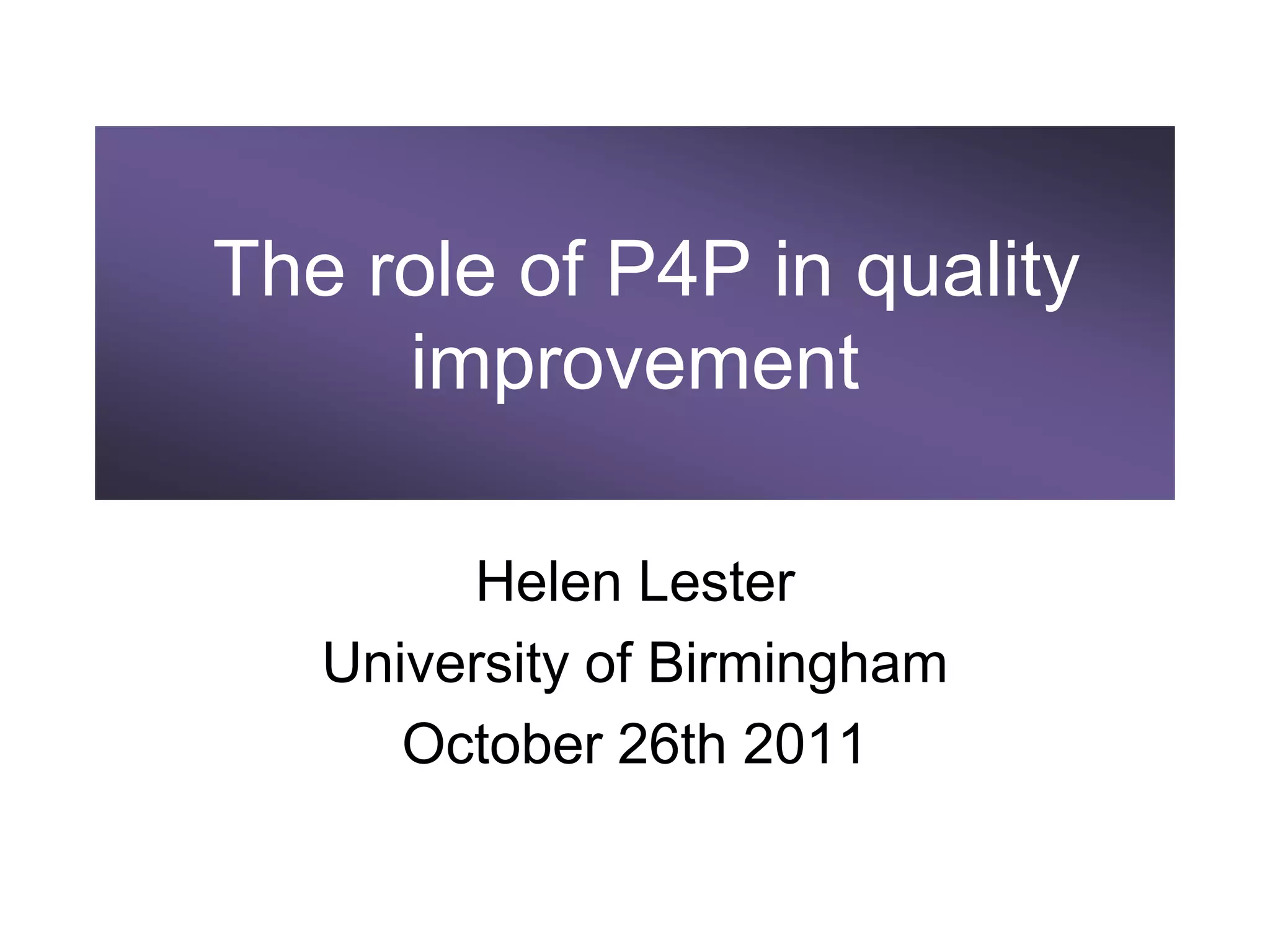 Helen Lester presentation WSPCR 2011 | PPT