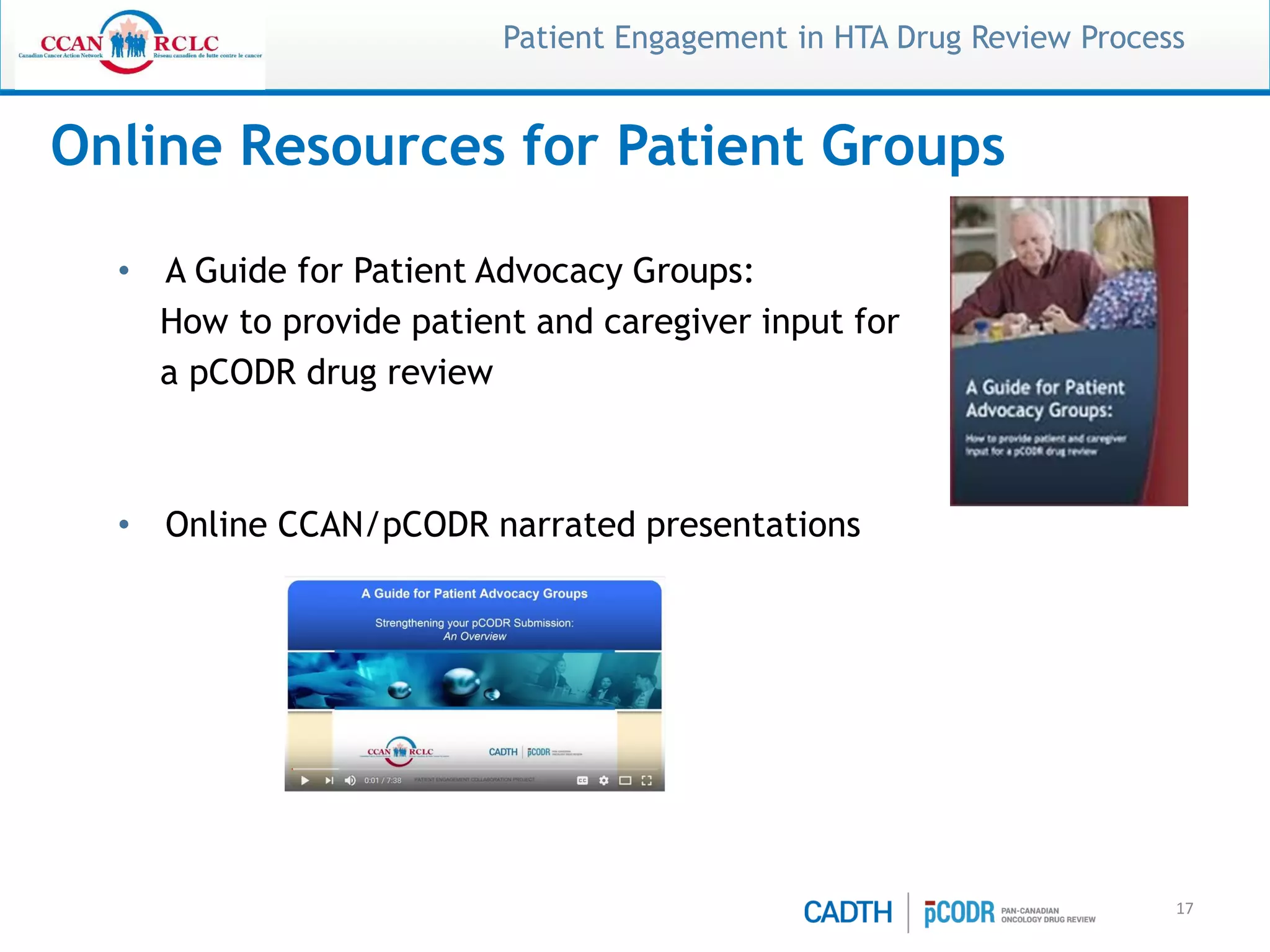 Patient Engagement in Drug Review: Helen Mai (CADTH) | PDF