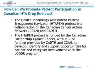 Patient Engagement in Drug Review: Helen Mai (CADTH) | PDF