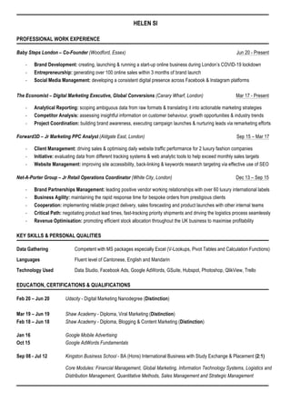 Helen Si - CV | PDF