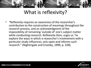 The reflexive journey - On becoming reflexive and developing as a ...