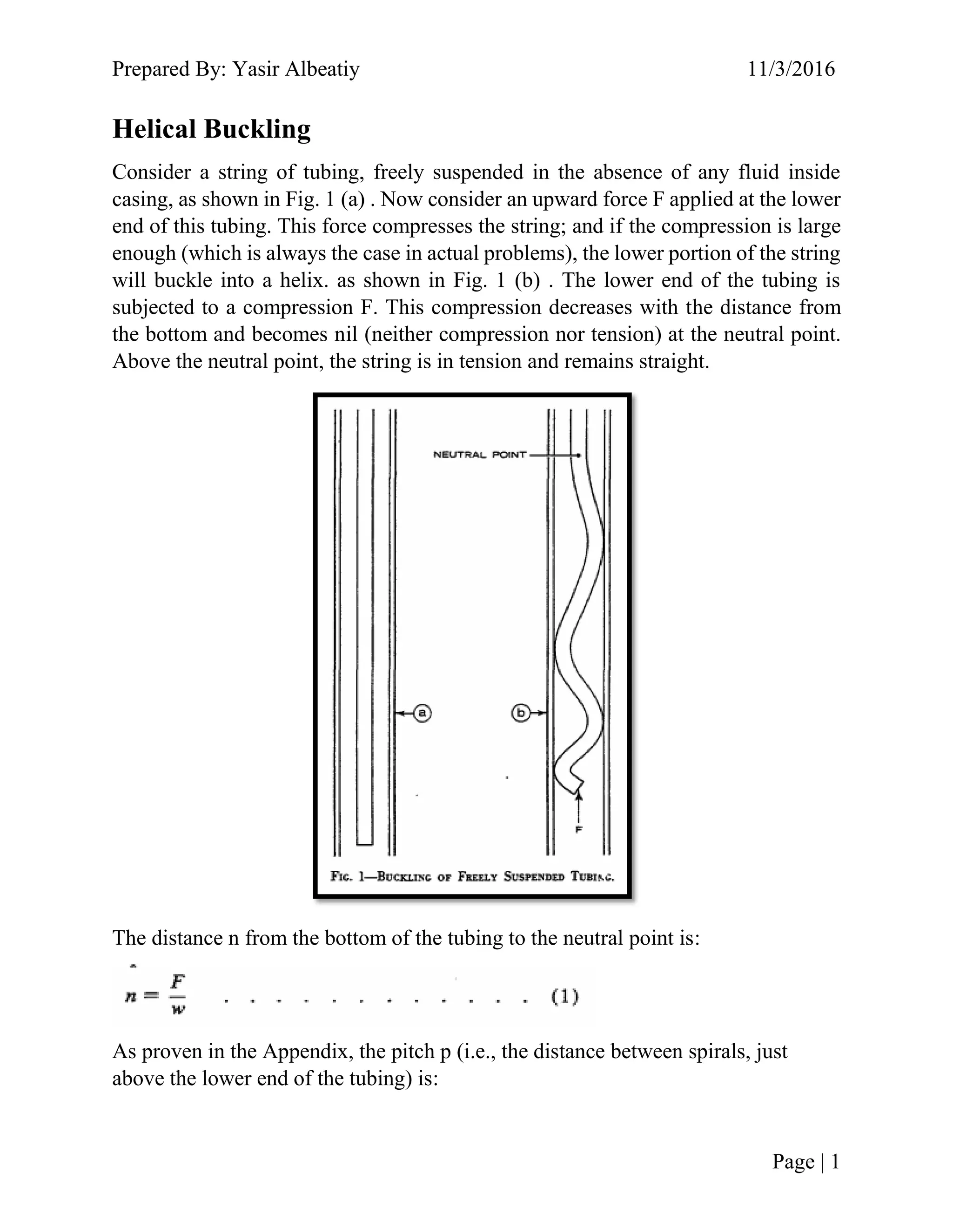 Helical buckling of Tubing | PDF